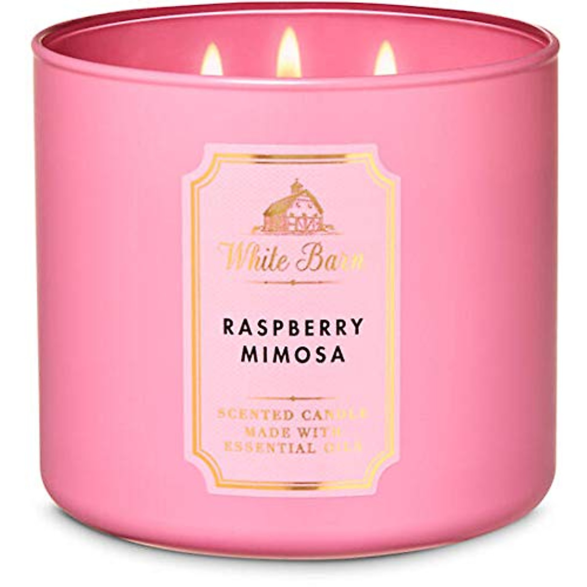 Bath and Body Works White Barn Raspberry Mimosa 3 Wick Candle 14.5 Ounce