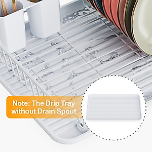 GSlife Dish Drying Rack for Kitchen Counter Small Dish Rack with Drainboard Tray Dish Racks Drainer for Kitchen Countertop, Snow White