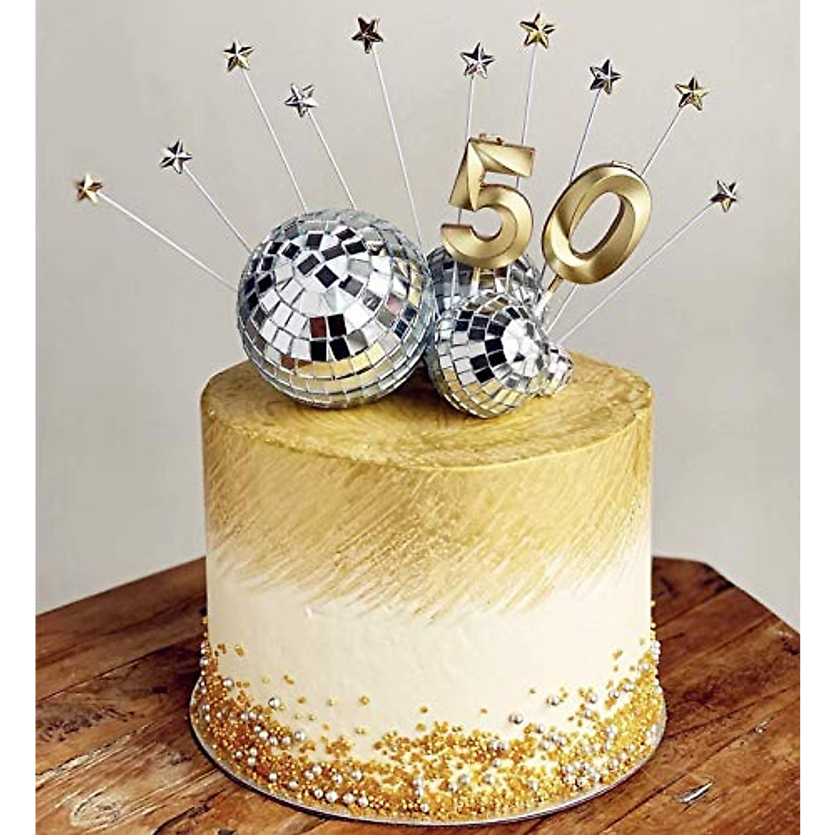 JeVenis Disco Ball Cake Decoration 70's Disco Cake Decoration Disco Ball Toppers Saturday Night Fever Party Supplies Disco Ball Dance Birthday Party Supplies