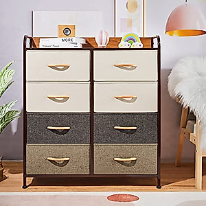 Graficial Dresser Storage Furniture Organizer - Large Standing Unit for Bedroom, Office.Living Room and Closet - 8 Removable Fabric Drawers - Multi-Color/Espresso Brown.