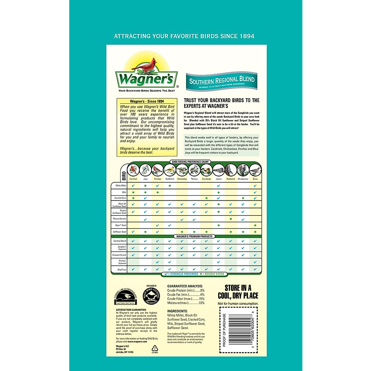 Wagner's Southern Regional Bird Food Bundle (20 lbs) + Gourmet Nut & Fruit Wild Bird Food (5 lbs)