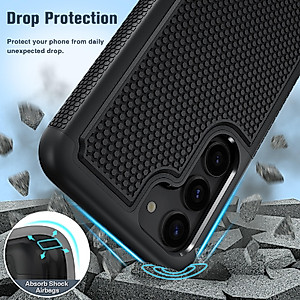 FNTCASE for Samsung Galaxy S23 Case: Dual Layer Heavy Duty Cell Phone Protective Cover Shockproof Rugged with Non-Slip Textured - Military Drop Protection Bumper Tough - 2023, 6.1inch Black Matte