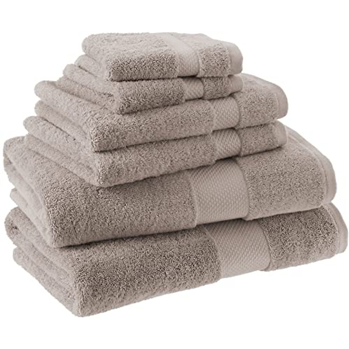 Amazon Aware 100% Organic Cotton Plush Bath Towels - 6-Piece Set, Taupe