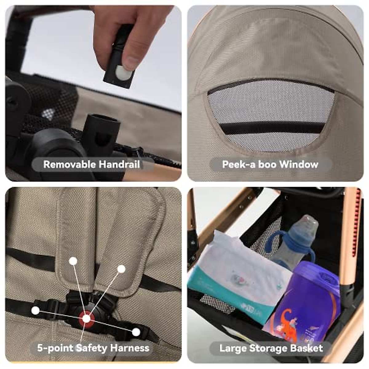 Infant Newborn Baby Bassinet Stroller - 2 in 1 High Landscape Convertible Stroller with Reversible Seat | Foldable Aluminum Alloy Pram Anti-Shock Toddler Pushchair Strollers for 0-36 Months Babies