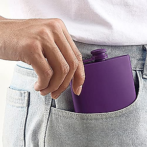 FYL Hip Flask for Liquor Light Purple 6oz 18/8 Stainless Steel, Great Gift for Wedding Party Flask