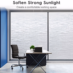 rabbitgoo Window Privacy Film Frosted Glass Film Removable Vinyl Door Coverings UV Blocking Decorative Static Cling Non-Adhesive Window Clings Sticker for Home Decor, 11.8 x 78.7 Inches