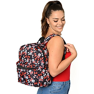 Disney Minnie Mouse 16" Backpack Front Pocket All Over Print School Bag