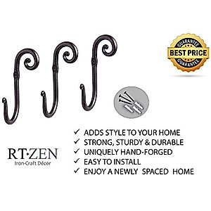 RTZEN Wrought Iron Bathroom Accessories Set, Decorative Bath Towel Bar, Set of 3 Decorative Hooks and Toilet Paper Holder