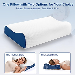 Memory Foam Pillows for Sleeping - Cervical Pillow for Neck and Shoulder Pain Relief, Side Sleeper Pillow Ergonomic Contour Orthopedic Neck Support Pillows for Side Back Stomach Sleepers, Mom Dad Gift