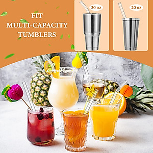 [12 Pcs] Reusable Glass Straws Shatter Resistant - 11" x 8mm and 9" x 8mm Each Including 3 Straight and 3 Bent with 2 Cleaning Brush Perfect for 30 oz and 20 oz Tumblers Juice Coffee Cocktail Tea