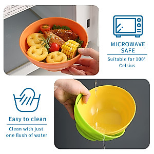 Evanda Plastic Bowls Set of 8 Pieces, 2 Sizes 17/34oz Unbreakable Reusable Light Weight Bowl for Cereal, Noodle, Soup, Pasta, Ramen, Popcorn, Fruit, Salad and All Purpose