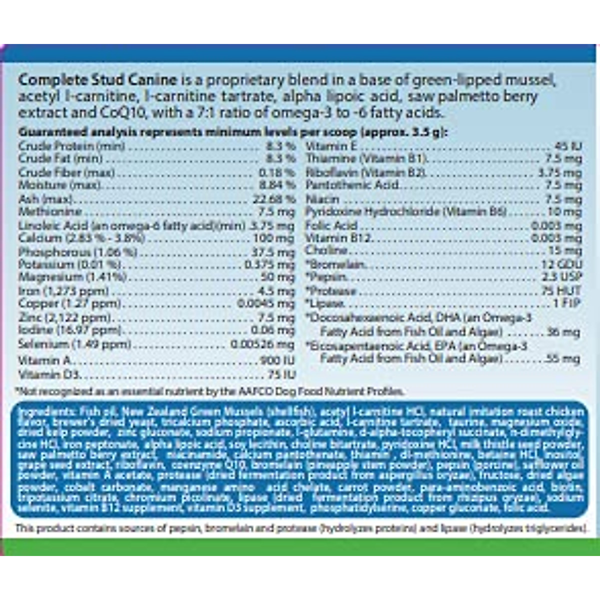 CompleteVites Stud Canine – Vitamin and Mineral Supplement for Stud Dogs-Large Dog Size(Over 25lbs)Veterinary formulated-48 nutrients-Omega Fatty Acids,Amino Acids,Digestive Enzymes + More 315 Grams
