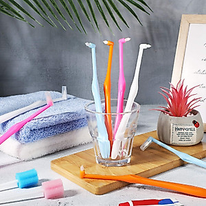 Patelai 6 Pieces End Tuft Toothbrush Soft Interdental Brushes Tooth Stain Remover Trim Toothbrush Single Brush for Implants Teeth Detail Cleaning Supplies(Bright Colors)