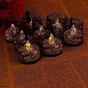 Asenart Flameless Tea Light Votive Wrap Candle Holder Set (50 Pack) for LED Battery Tealight Candles (Not Included) (Black)