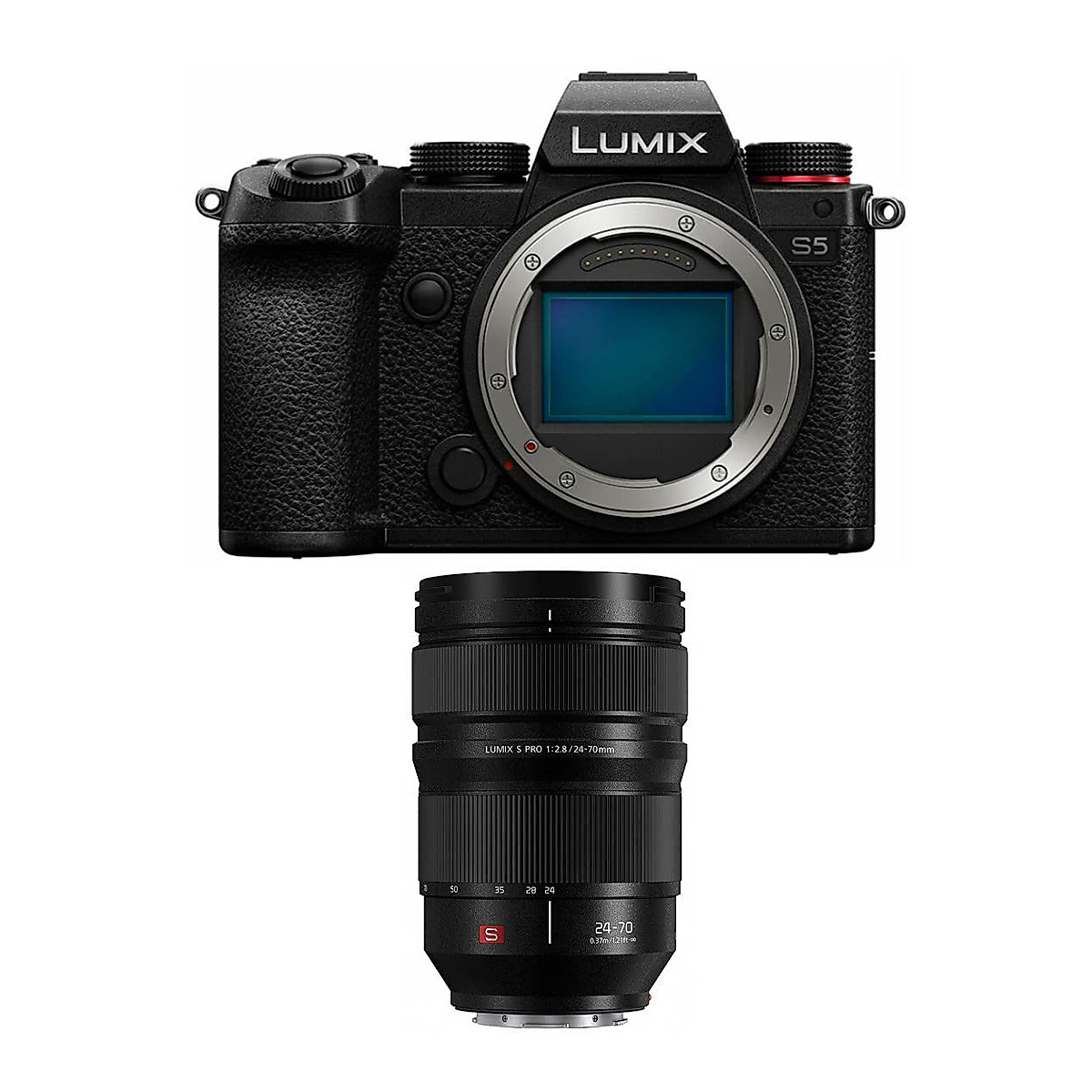 Panasonic LUMIX S5 4K Mirrorless Full-Frame L-Mount Camera (Body Only) with S-E2470 LUMIX S Pro 24-70mm and DMW-BLK22 Battery Bundle (3 Items)