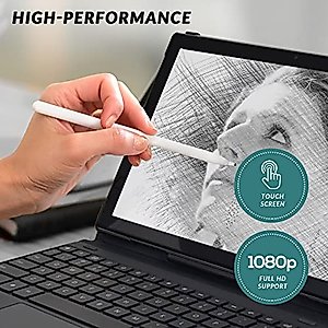 Pyle 1080p HD Display, 5000 mAH, Dual 10.1 Inch Android Tablet -2 in 1 Tablet Camera, WiFi Compatibility, Quad-Core Processor, 2GB RAM, 32GB Storage,Magnetic Keyboard,Stylus Pen & Case Included-Silver