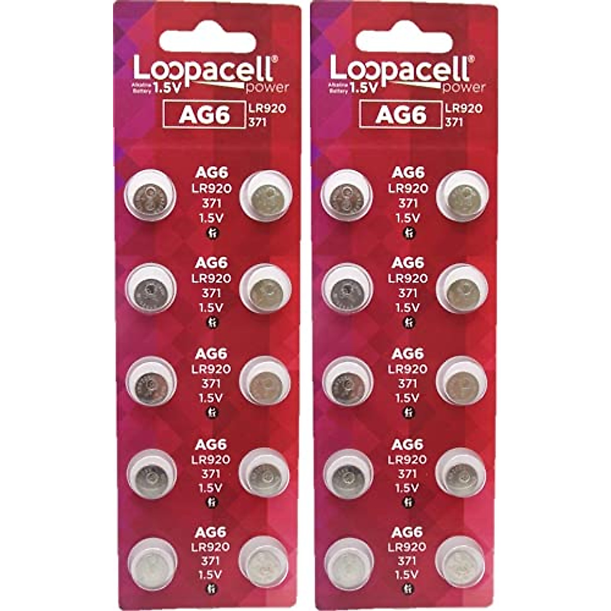 LOOPACELL AG6 LR920 371 370 D371 D370 LR920 LR921 LR69 Alkaline Button Cell Battery X 20