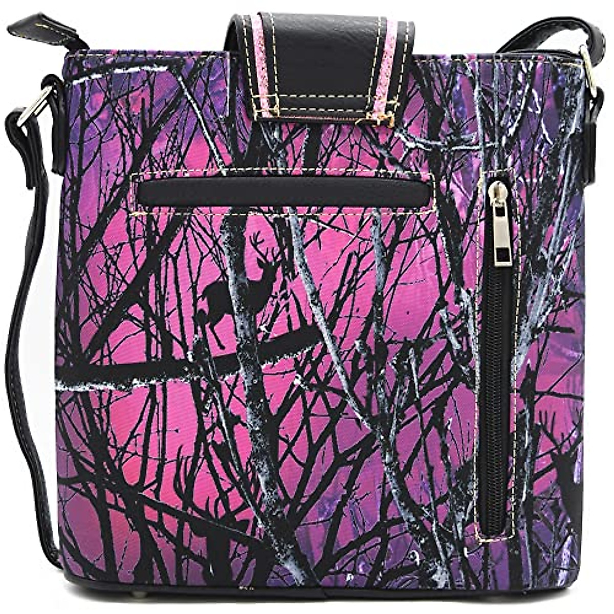 Camouflage Rhinestone Western Cross Body Handbags Concealed Carry Purse Country Women Single Shoulder Bag (#2 Buckle Purple)
