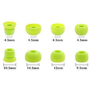 ALXCD Ear Tips for Powerbeats 2 Wireless Headphone, SML 3 Sizes 3 Pair Silicone Replacement Earbud Tips & 1 Pair Double Flange Ear Tip Cushion, Fit for Powerbeats2 Wireless Pb2[4 Pair](Green)
