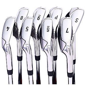 Majek K6 Iron Set +1 inch Over Big & Tall Men's 8-Piece Set (4-PW, SW) Right Handed Steel Shaft Regular Flex R Flex Club (Tall 6'0"+ / +1" Over) with Midsize Black Pro Velvet Grips
