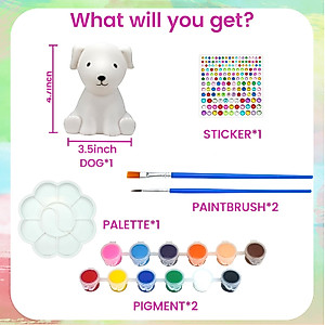 HAPMARS Paint Your Own Dog Lamp Kit 1pcs, DIY Dog Art Craft Painting Kits for Girls Boys Kid Age 4 5 6 7 8 9 10 11 12+, Art Supplies Creative Gifts for Easter, Birthday, Christmas, Party