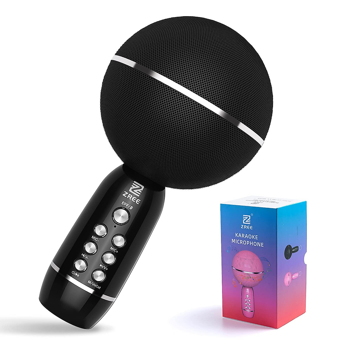 ZREE Bluetooth Karaoke Microphone for Kids and Adults Wireless Portable Handheld Mic Karaoke Machine with Speaker Singing Microphones for Carpool Journey Home Party(Black)