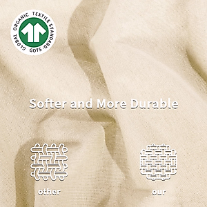 NEXHOME PRO Beige Organic Jersey Knit Cotton Duvet Cover Set - King Cream Yellow 3pcs Bedding Sets Soft Breathable T Shirt Beige Cotton Comforter Cover with Zipper Closure(No Insert Included)