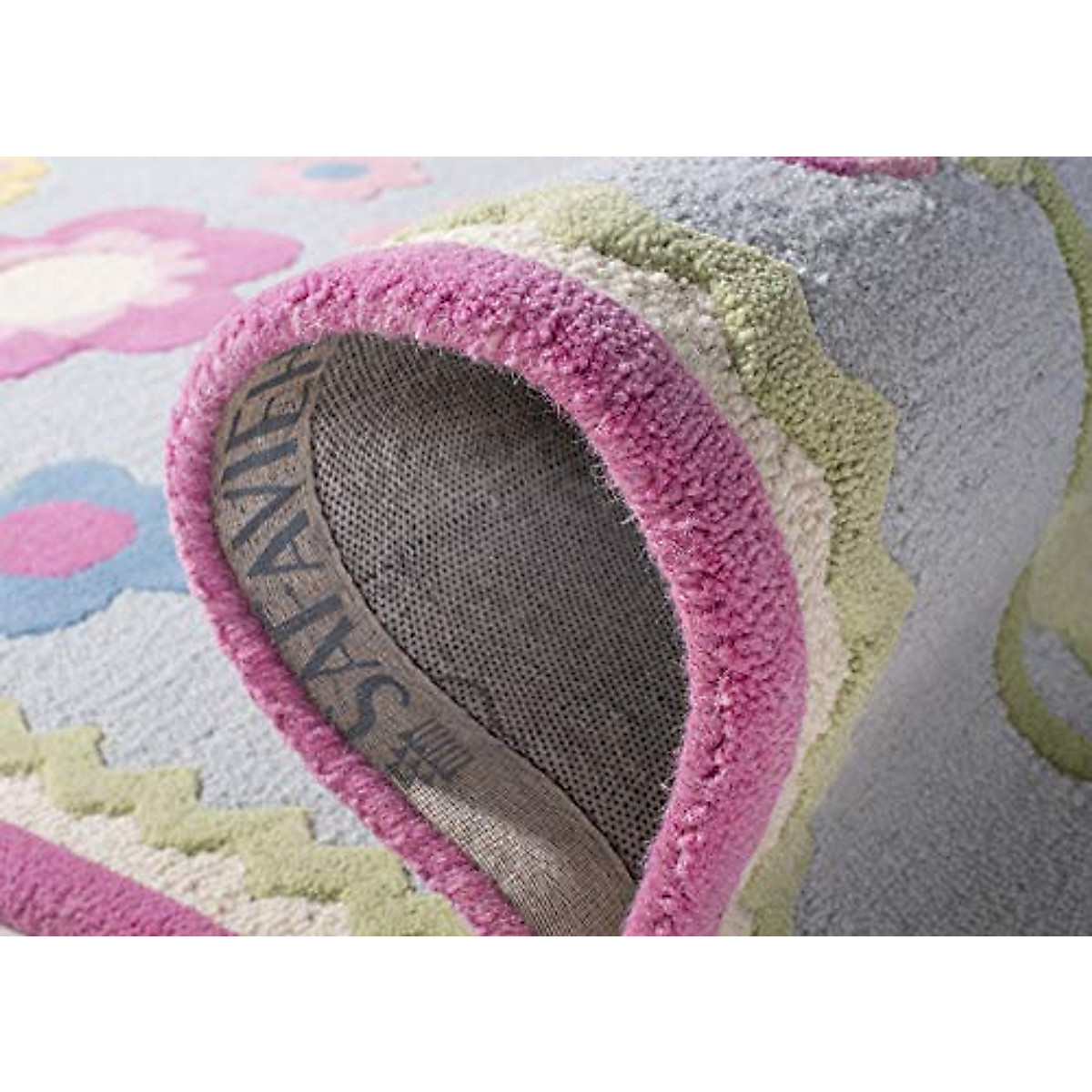 SAFAVIEH Kids Collection 8' x 10' Blue/Multi SFK311A Handmade Floral Wool Area Rug