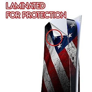 ITS A Skin Skins Compatible with Sony Playstation 5 Console Disc Edition - Protective Decal Overlay Stickers wrap Cover - American Flag Distressed Wave