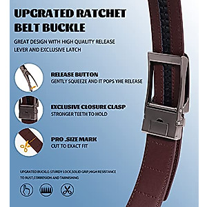Truyis Gurzita Ratchet Belt for Men Women 2 Pack,1 3/8" Leather Ratchet Belt,Adjustable Slide Click Belt in Gift Set Box1