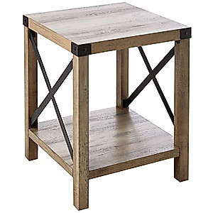 Walker Edison Sedalia Modern Farmhouse Metal X Side Table, 18 Inch, Grey Wash