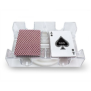 2 Deck Revolving Rotating Playing Card Tray - Draw and Discard Holder Tray for Canasta, Hand and Foot - Clear Acrylic Card Game Caddy Organizer Accessory with Convenient Ball Bearing Swivel Base