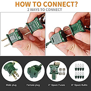 Flagicon Outdoor Indoor Lights, 200 Counts 72FT Waterproof Green Wire Warm White Connectable Decorative Lights for Holiday Tree Patio Garden Party Wedding, UL Certified