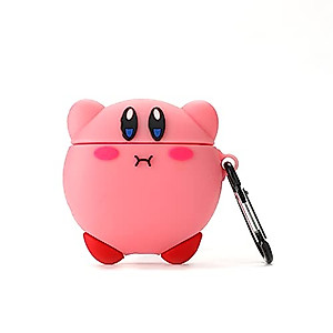 【2 Pack】 Aerymli 3D Kirby Case for Airpods 2nd/1st,3D Cute Cartoon Anime Airpod 2 Case,3D Kawaii Unique Kirby Shape Kids Teens Girls Women Soft Silicone Case for Airpods 2nd/Airpods 1st Case