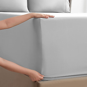 Nestl Extra Deep Pocket King Sheets Set - 6 PC Soft Microfiber Extra Deep Pocket King Size Sheets - Fade Resistant Bedding Sheets & Pillowcases - King, Silver Light Gray