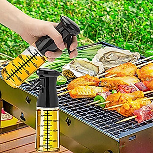 Olive Oil Sprayer for Cooking, 200ml Glass Oil Sprayer Mister, Olive Oil Spray Bottle, Refillable Food Grade Oil Vinegar Spritzer Sprayer Bottles for Kitchen, Widely Used Air Fryer, Salad, Baking