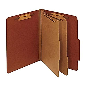 Office Depot Classification Folders, 2 1/2in. Expansion, Letter Size, 2 Dividers, Red, Pack of 5, OM01730