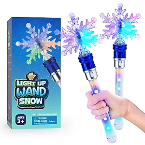 IPIDIPI TOYS Snowflake Wand, Spinning Light Up Wands for Kids - Princess Wands for Little Girls, Magic Wand Toy, Pretend Play Fairy Wand, Sensory Toys for Autistic Children, 4th of July Toys (2 Pack)