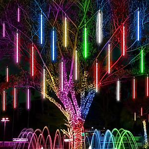 LED Rain Light 30cm 10 Tubes 300 LED High Brightness Outdoor Christmas Lights Cascading Icicle String Light for Indoor Outdoor Wedding Garden Tree Home Decor, Green