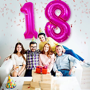 Giant 40 Inch Hot Pink 18 Balloon Numbers Happy 18th Birthday Decorations for Girls Huge 18 or 81 Foil Mylar Helium Number Balloons Dark Pink 81 Number Balloons Wedding Anniversary Party Supplies