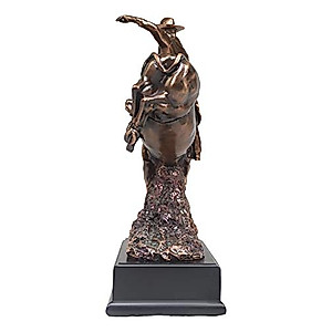 Ebros Large Rustic Western Rodeo Bull Rider Cowboy On Bucking Bull Statue in Electroplated Sepia Bronze Finish Old World Wild West Cattle Bull Riding Cowboys Accent Figurine