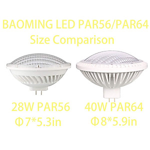 BAOMING PAR64 LED Bulb Replace Traditional 500w PAR64 15° 40W DIMMABLE Warm White 2700~3000K 120V GX16D