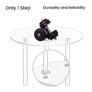 GOIOOIA Acrylic Coffee Table Round - 23.62" D X 23.62" W X 15.75" H Clear Coffee Table for Small Living Room Office Apartment Reception Room Modern Waterproof Sturdy Anti-Corrosion
