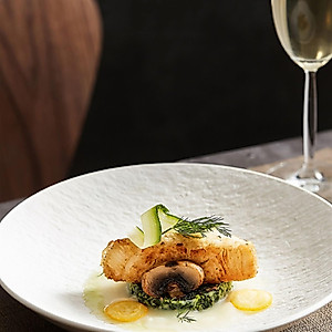 Dinner Plates Set Fruit Tray Household Deep Plate Ceramic Salad Bowl Soup Plate White Rock Dish Household Kitchen Restaurant Plate Round Frosted Dining Plate Kitchen Salad Bowl (Color : B, Size : 8.