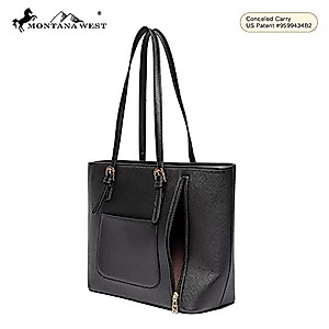 Montana West Tote Handbags for Women Vegan Leather Shoulder Bag Large and Medium 2PCS Purses Set B2B-MWC2-G030BK