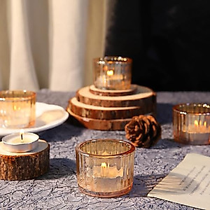 Capaniel 36pcs Gold Tealight Candle Holder, Glass Gold Plating Votive Candle Holders Small Candle Holders Bulk for Wedding Table Centerpiece, Birthday Party, Home Decoration