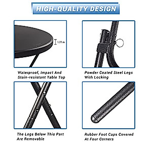 Byliable 32in Cocktail Table High Top Folding Table, Portable Bar Height Folding Table Round with Removable Legs, Indoor Outdoor Banquet Table for Parties, Commercial, Speech, School- Granite Black