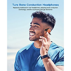 Bone Conduction Headphones,Bluetooth Wireless Open Ear Sport Headphone with Mic,Waterproof Sweatproof Conducting Headset Induction Earphones for Running,Cycling,Walking,Workout,Gym,Work(Black)