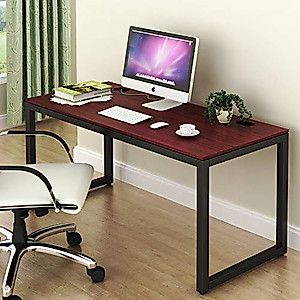SHW Home Office 55-Inch Large Computer Desk, Black/Cherry