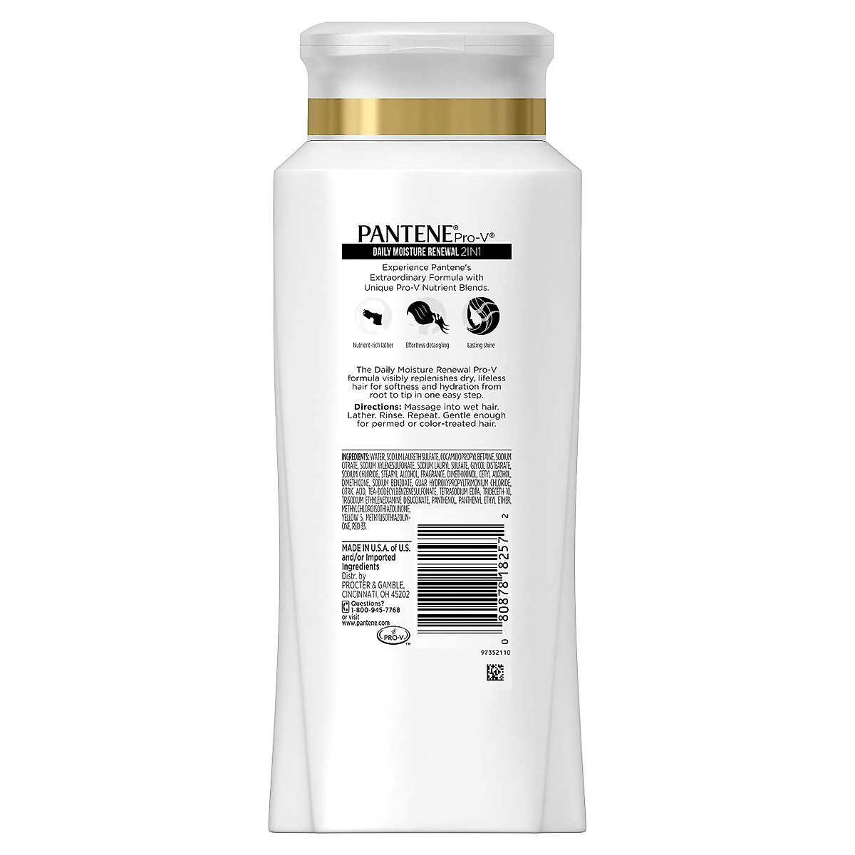 Pantene Pro-V 2 in 1 Shampoo & Conditioner, Daily Moisture Renewal, 12.6 Ounce